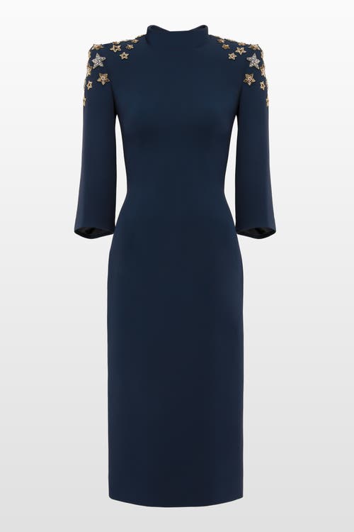 Jenny Packham - Stella Star-embellished Mock-neck Midi Dress