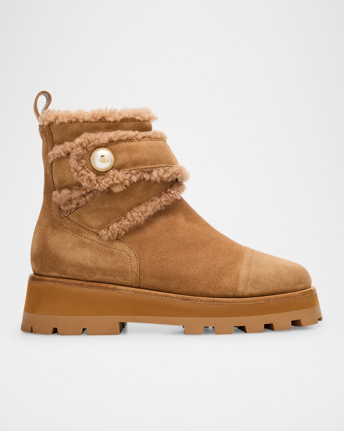 Jimmy Choo - Meena Suede and Shearling Zip Ankle Boots