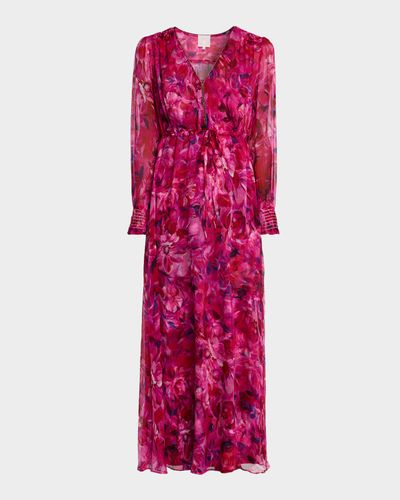 Johnny Was - Odessa Floral-Print Silk Chiffon Maxi Dress