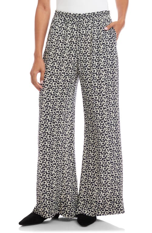 Karen Kane - Daisy Print High Waist Wide Leg Crepe Pull-On Pants