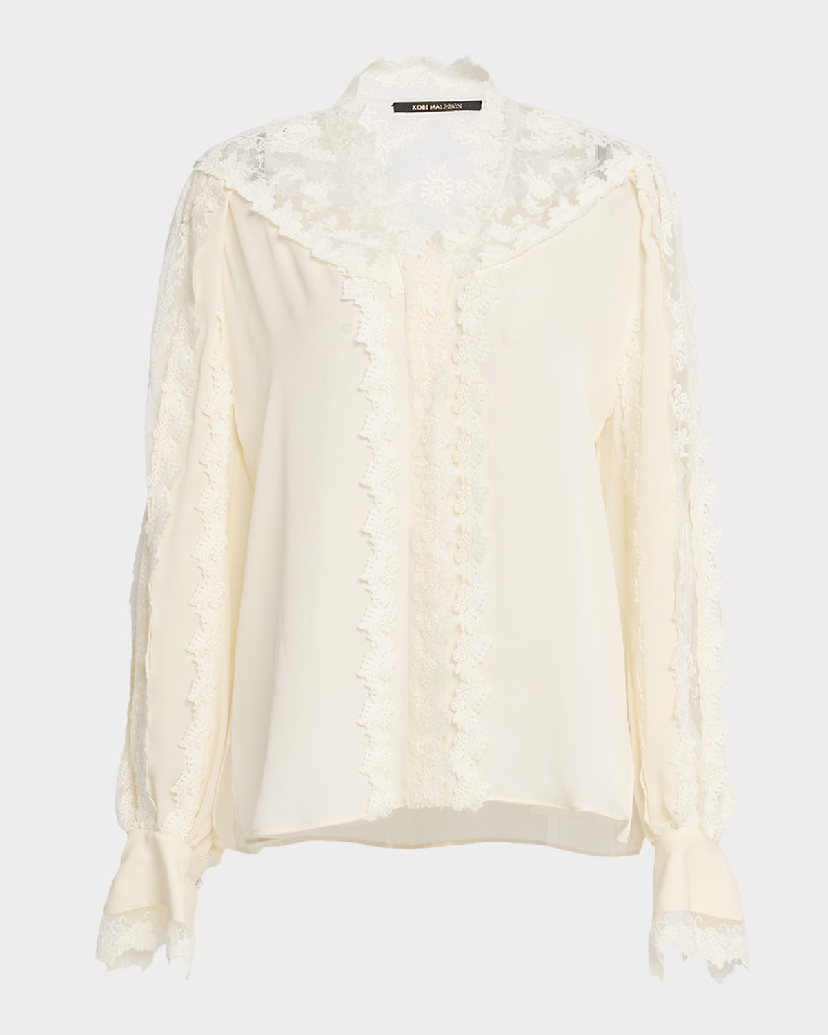 Kobi Halperin - Miguel Embroidered Sheer-Inset Silk Blouse