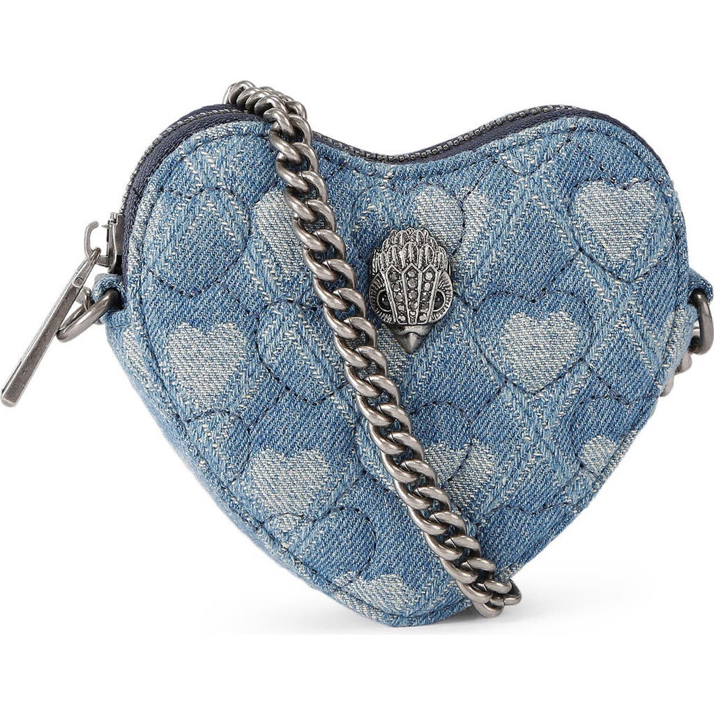 Kurt Geiger London - Micro Heart Quilted Denim Crossbody Bag