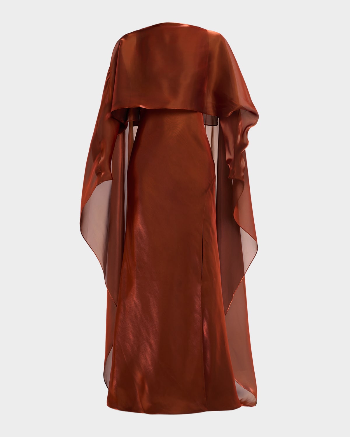 LAPOINTE - Draped Metallic Organza Cape Gown
