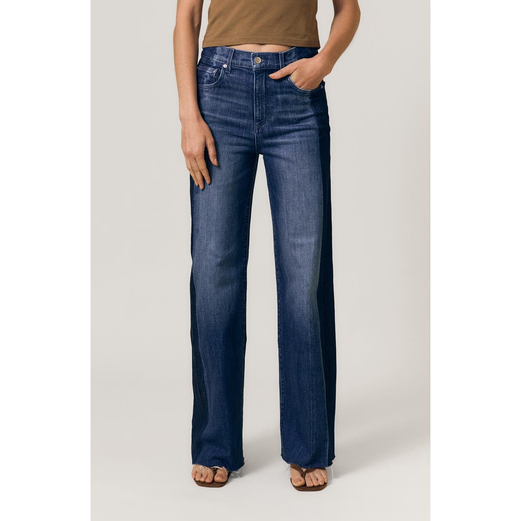 LE JEAN - Raw Hem High Waist Wide Leg Column Jeans