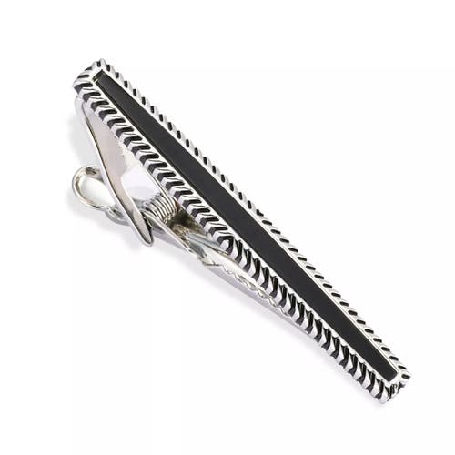 Link Up - Black Obsidian Deco Framed Short Tie Bar