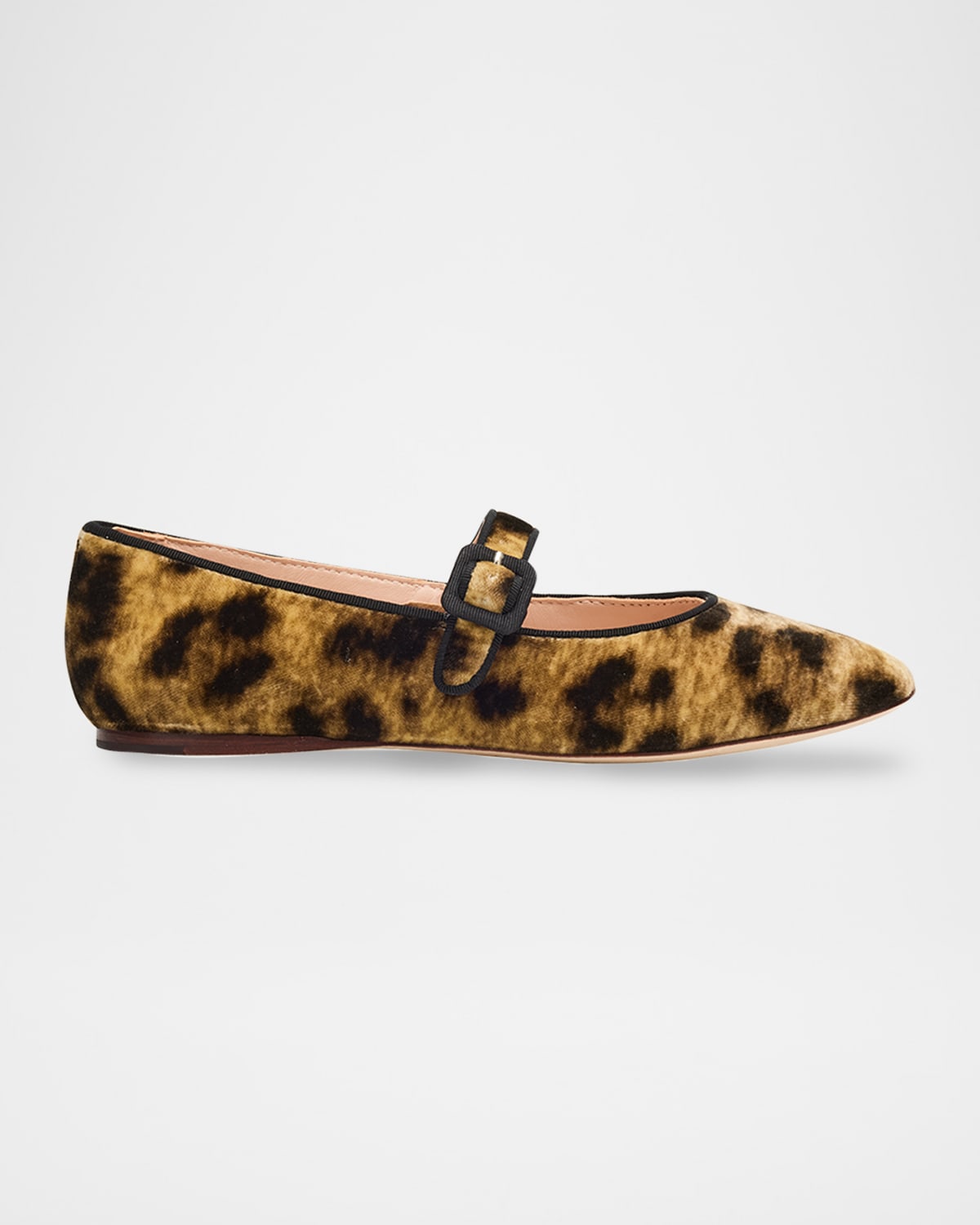 Loeffler Randall - Ginger Leopard Velvet Mary Jane Ballerina Flats