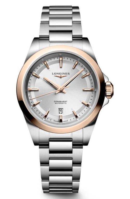 Longines - Conquest 18K Rose Gold Bezel Automatic Bracelet Watch, 30mm