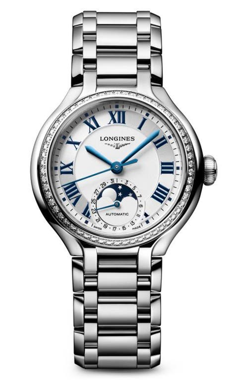 Longines - PrimaLuna Moonphase Diamond Bezel Bracelet Watch, 34mm