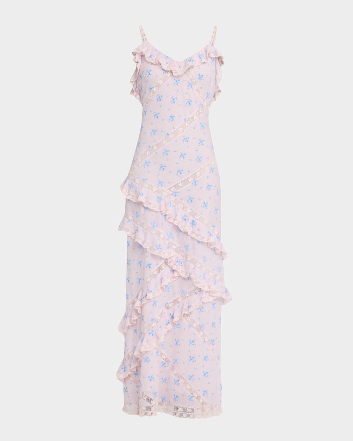 LoveShackFancy - Nocelle Floral Cotton Ruffle Maxi Dress
