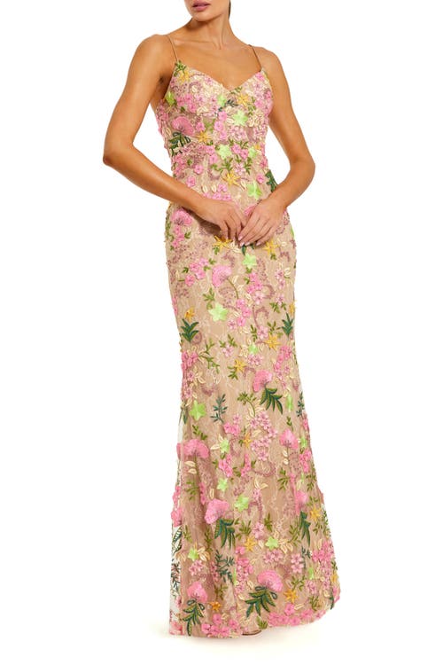 Mac Duggal - Floral Embroidered Sleeveless Column Gown