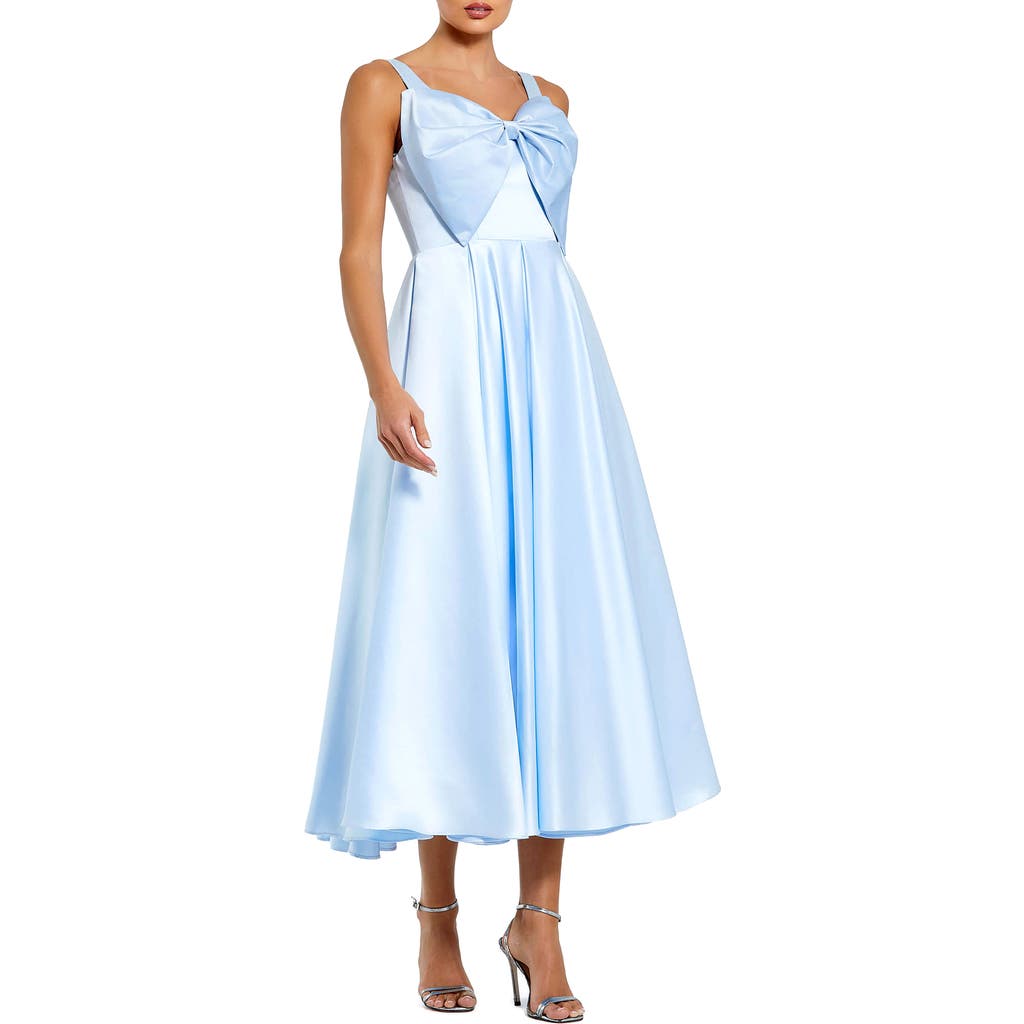 Mac Duggal - Sleeveless Satin Midi Dress with Bow Detail