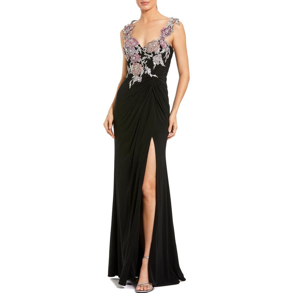 Mac Duggal - Sweetheart Jersey Gown With Beaded Flowers