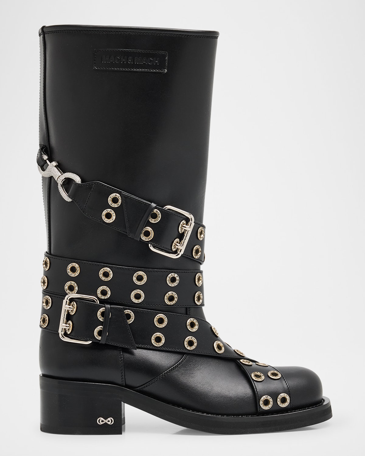 MACH & MACH - Buckle Belt Leather Combat Boots