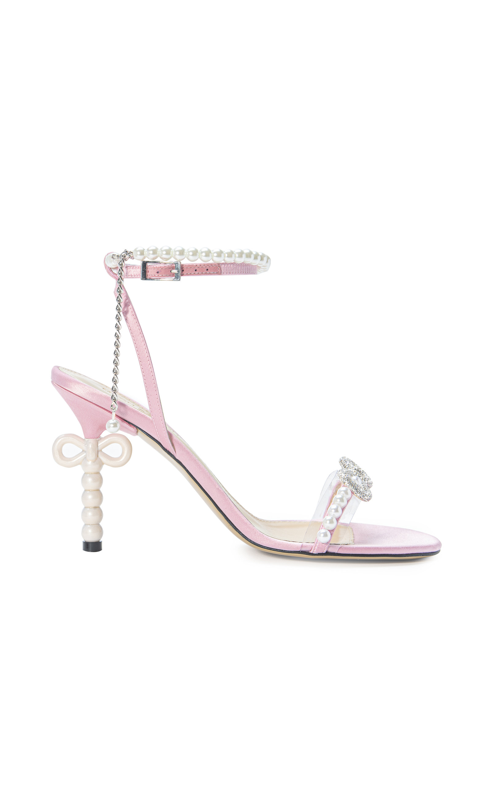 Mach & Mach - Pearl Bow Satin High Heel Sandals Pink IT 39.5