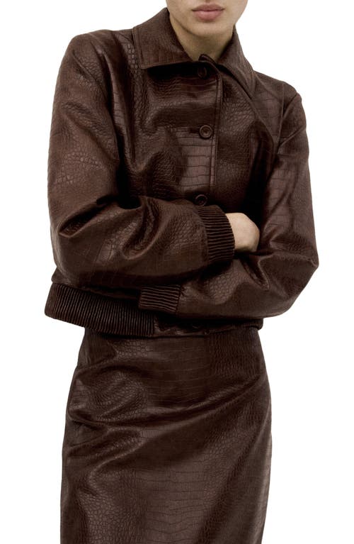 MANGO - Dundee Croc Embossed Faux Leather Jacket