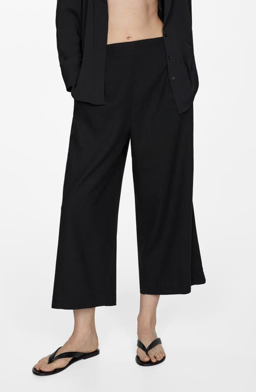 MANGO - Linen Blend Crop Wide Leg Pants