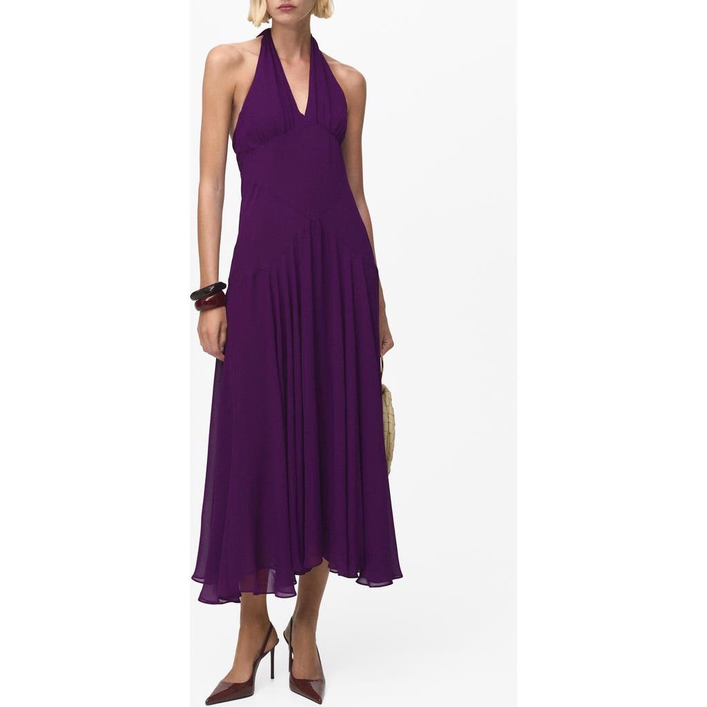 MANGO - Pleated Halter Midi Dress