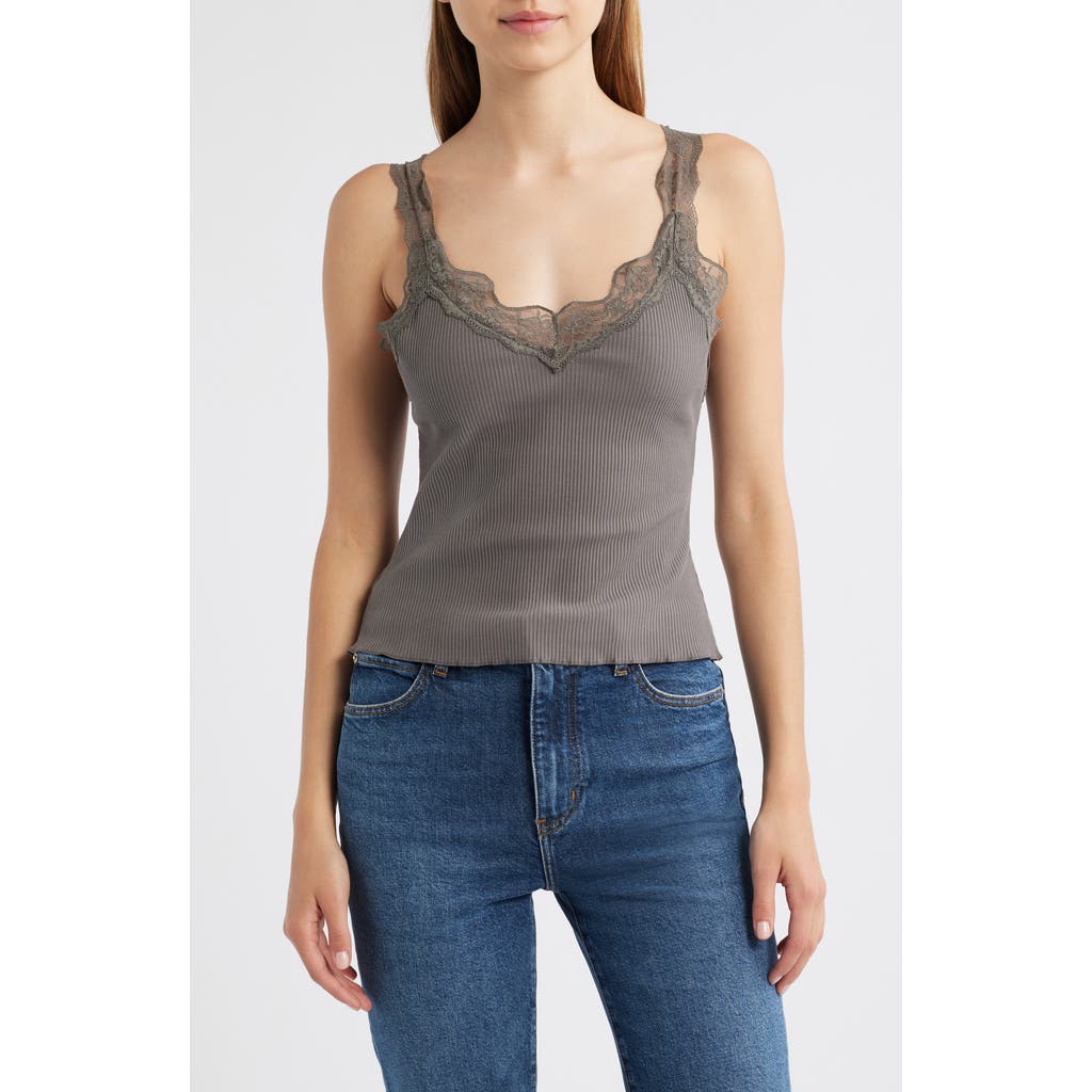 MANGO - Raven Lace Trim Rib Tank