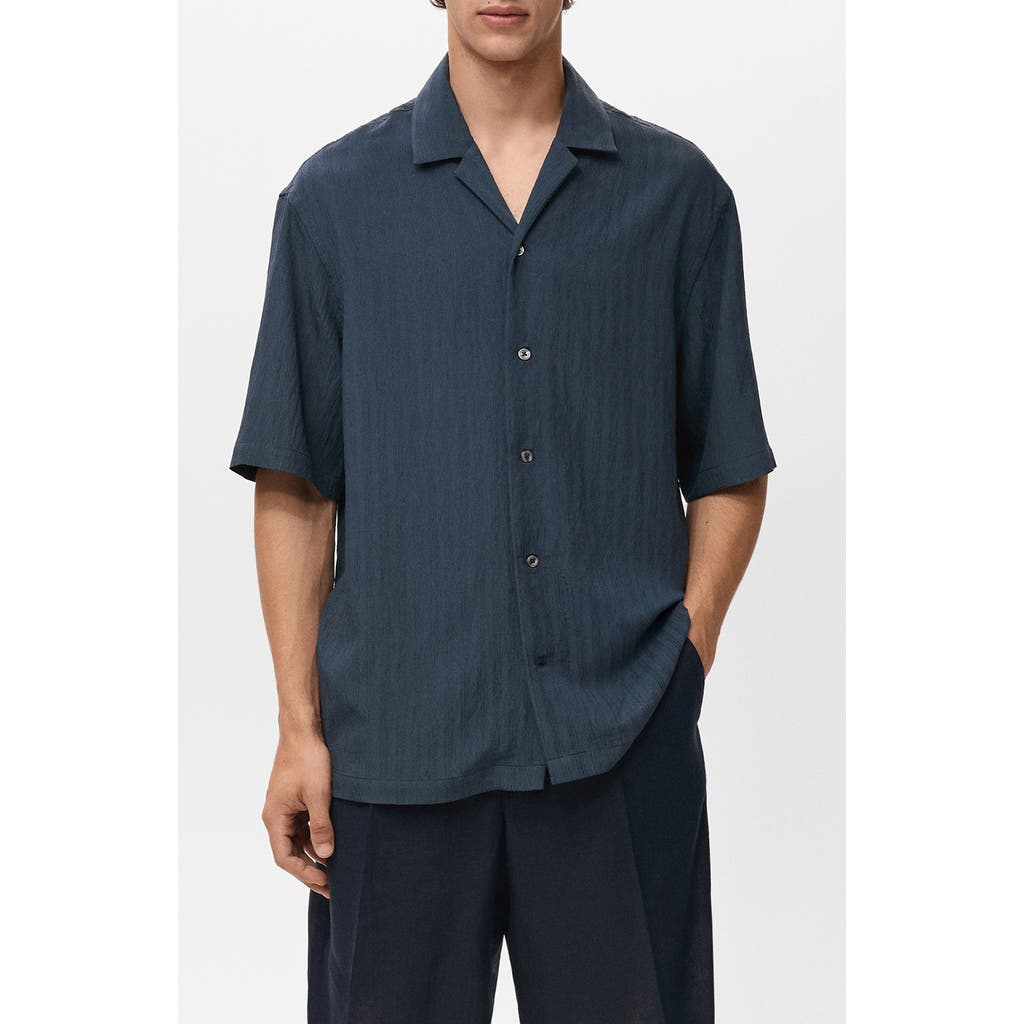 MANGO - Stripe Embroidered Camp Shirt
