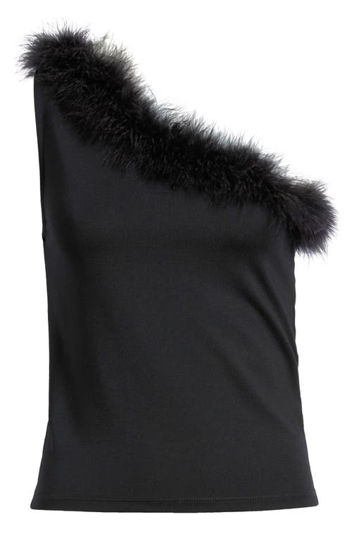 MANGO - Xplumi Feather Trim One-Shoulder Top