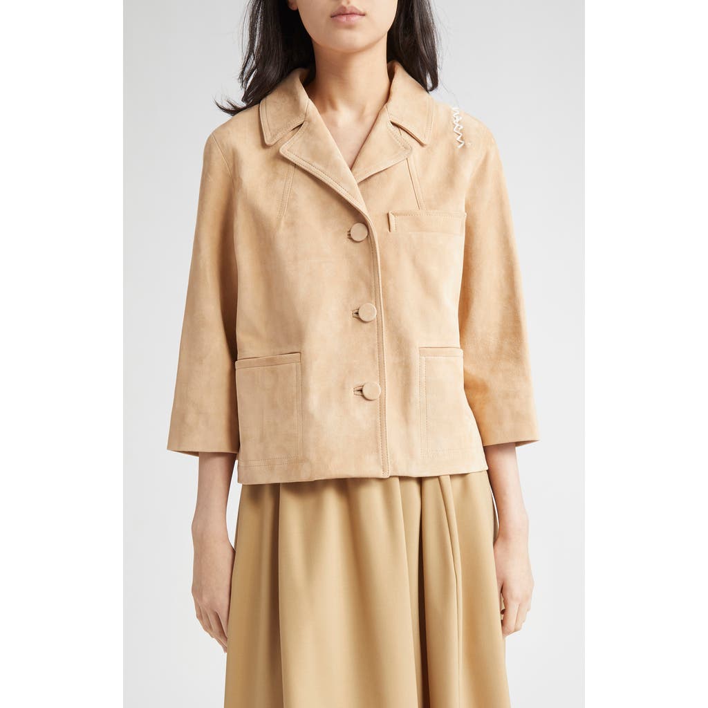 Marni - Logo Embroidered Boxy Suede Jacket