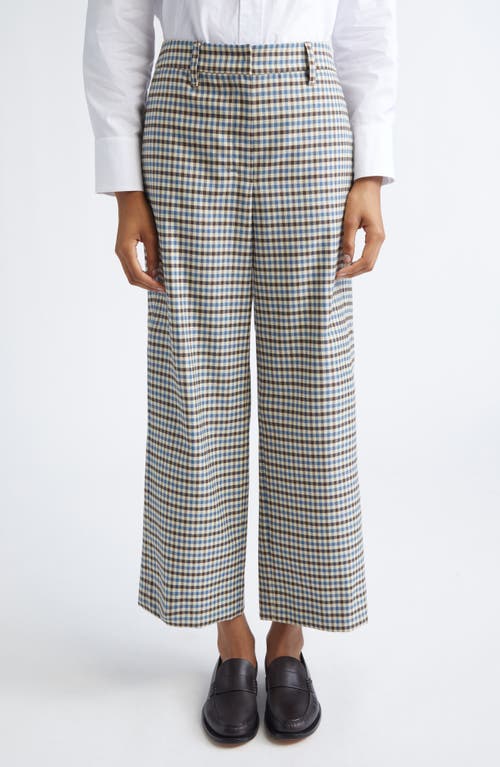 Max Mara - Michelle Check Wool & Cotton Wide Leg Ankle Pants