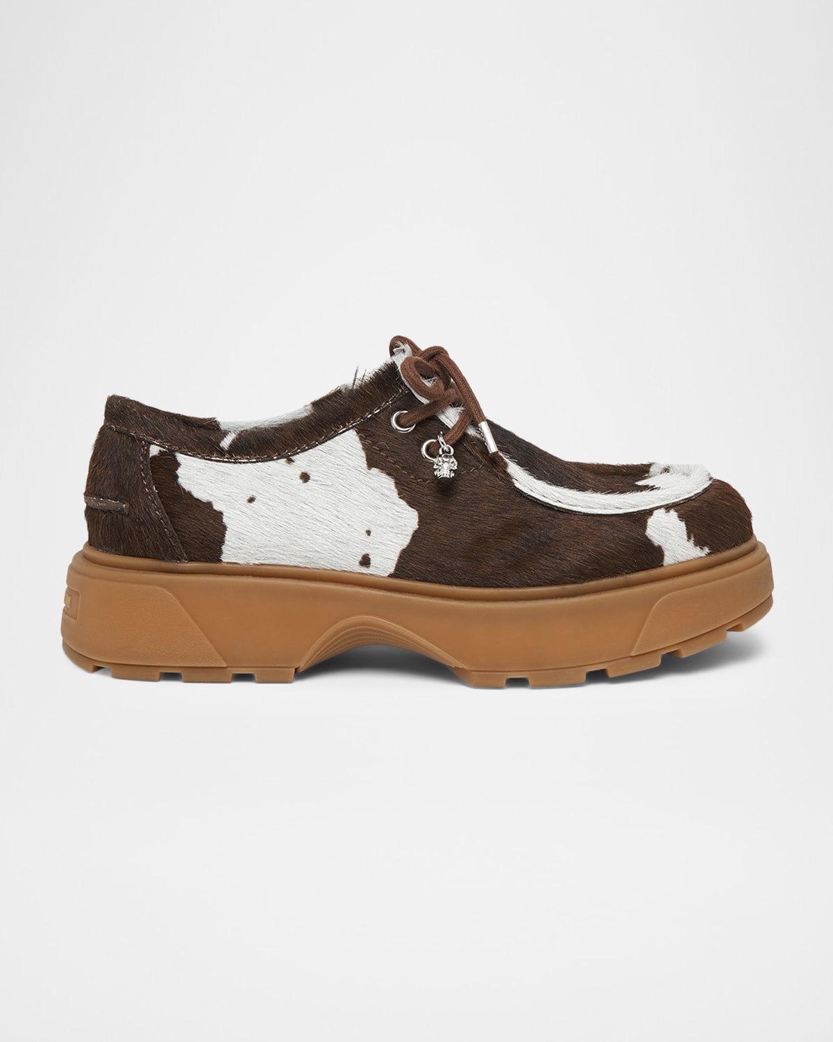 McQueen - Men's Rover Cow-Print Pony Hair Lug-Sole Loafers