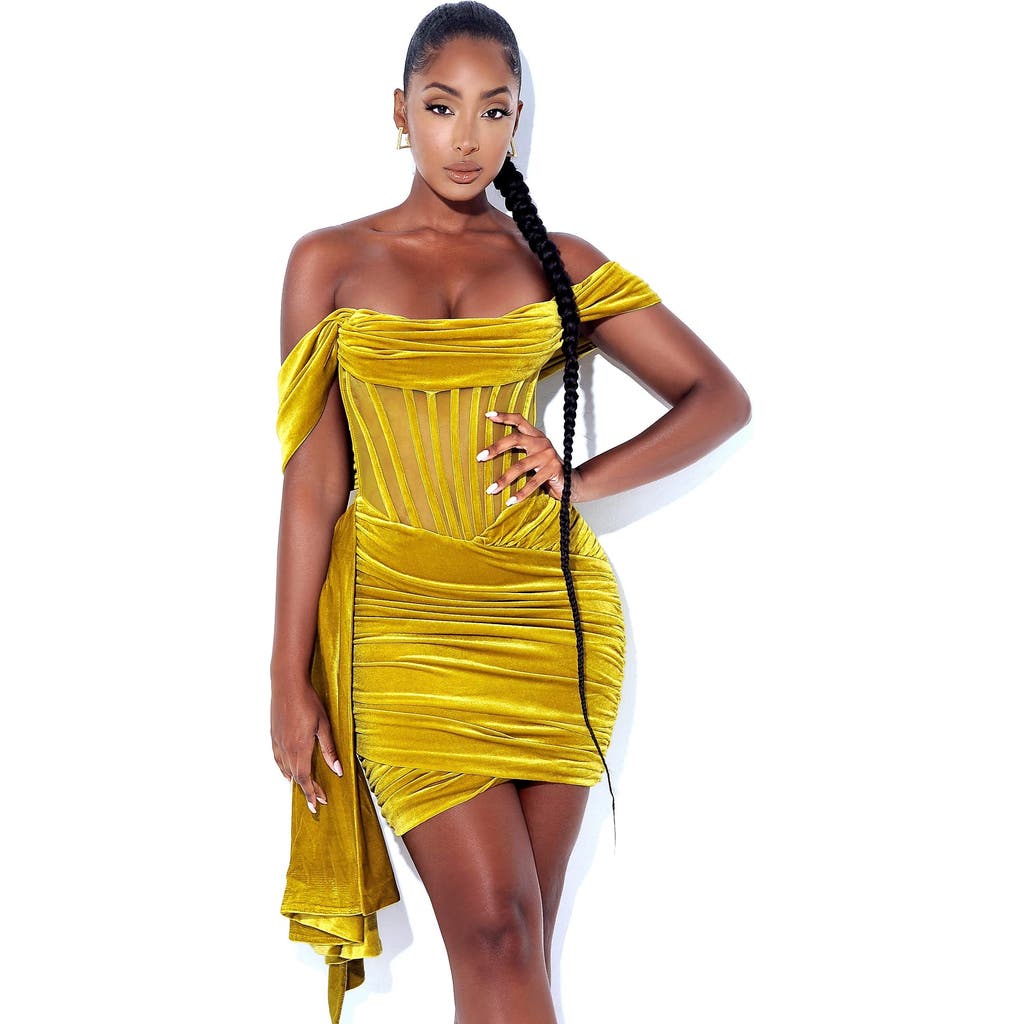 Miss Circle - Irisaa Draping Off Shoulder Corset Mini Dress