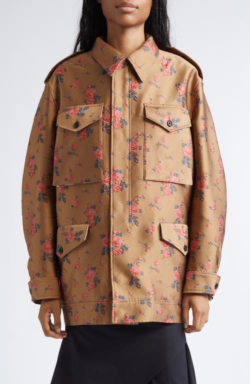 MONSE - Floral Embroidered Satin Utility Jacket