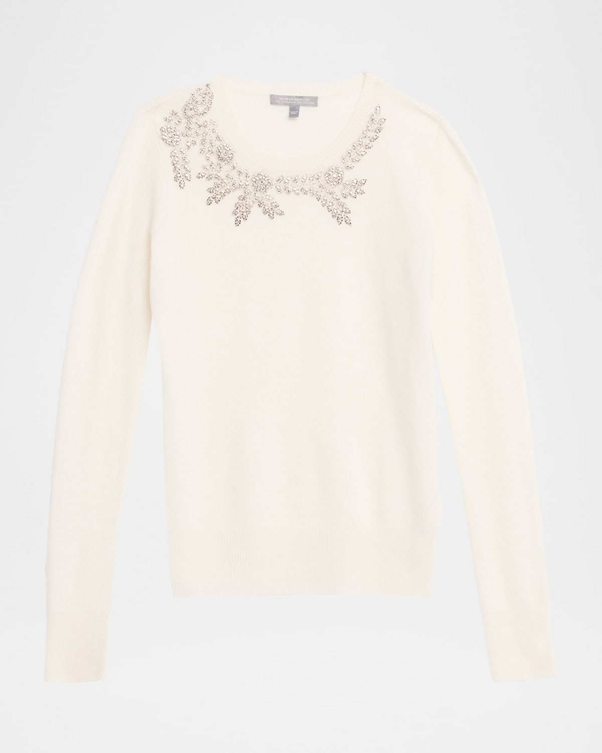 Neiman Marcus Cashmere Collection - Cashmere Floral Rhinestone ...