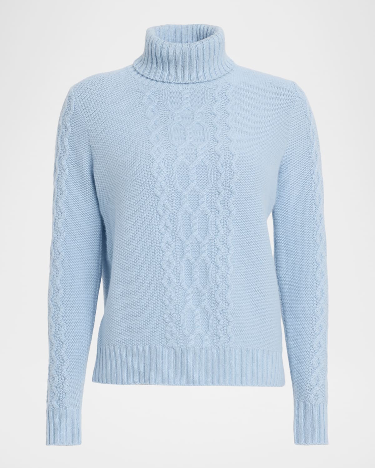 Neiman Marcus Cashmere Collection - Cashmere Placed Cable Turtleneck ...
