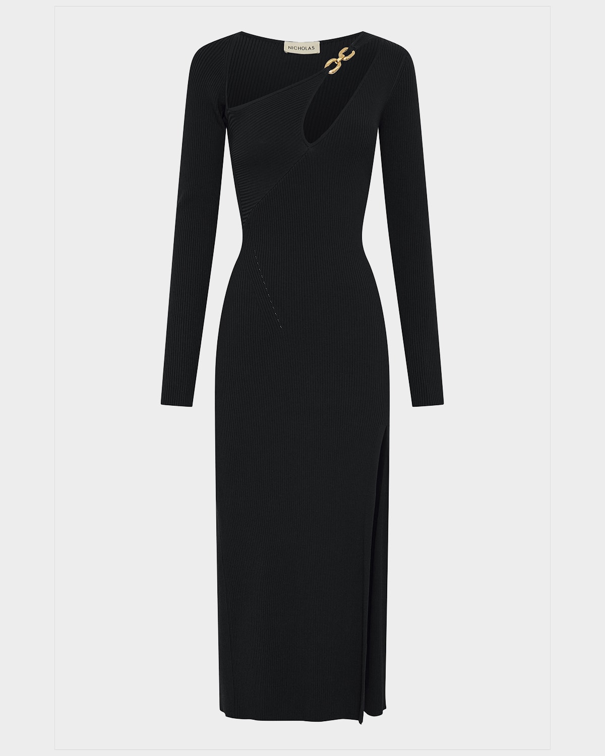NICHOLAS - Ginerva Cutout Chain-Link Ribbed Midi Dress