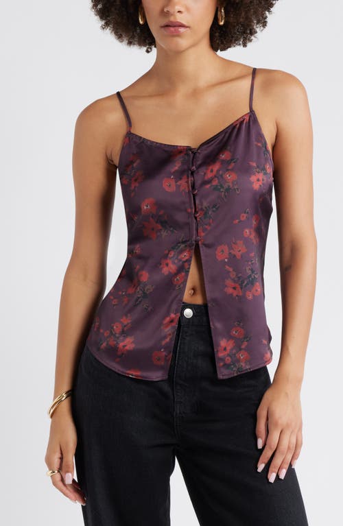 Open Edit - Split Front Satin Button-Up Camisole