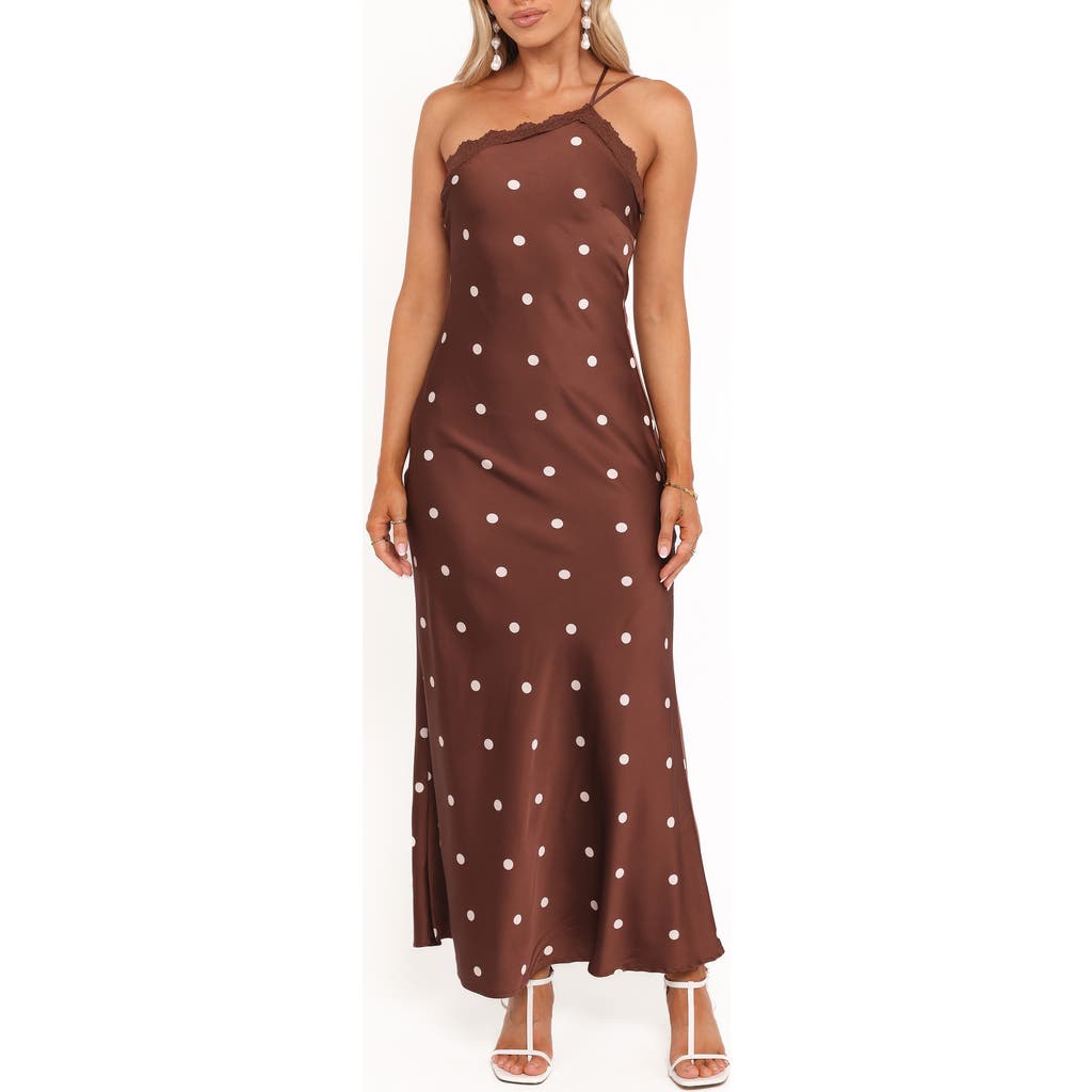 Petal & Pup - Anika Dot One-Shoulder Satin Maxi Dress