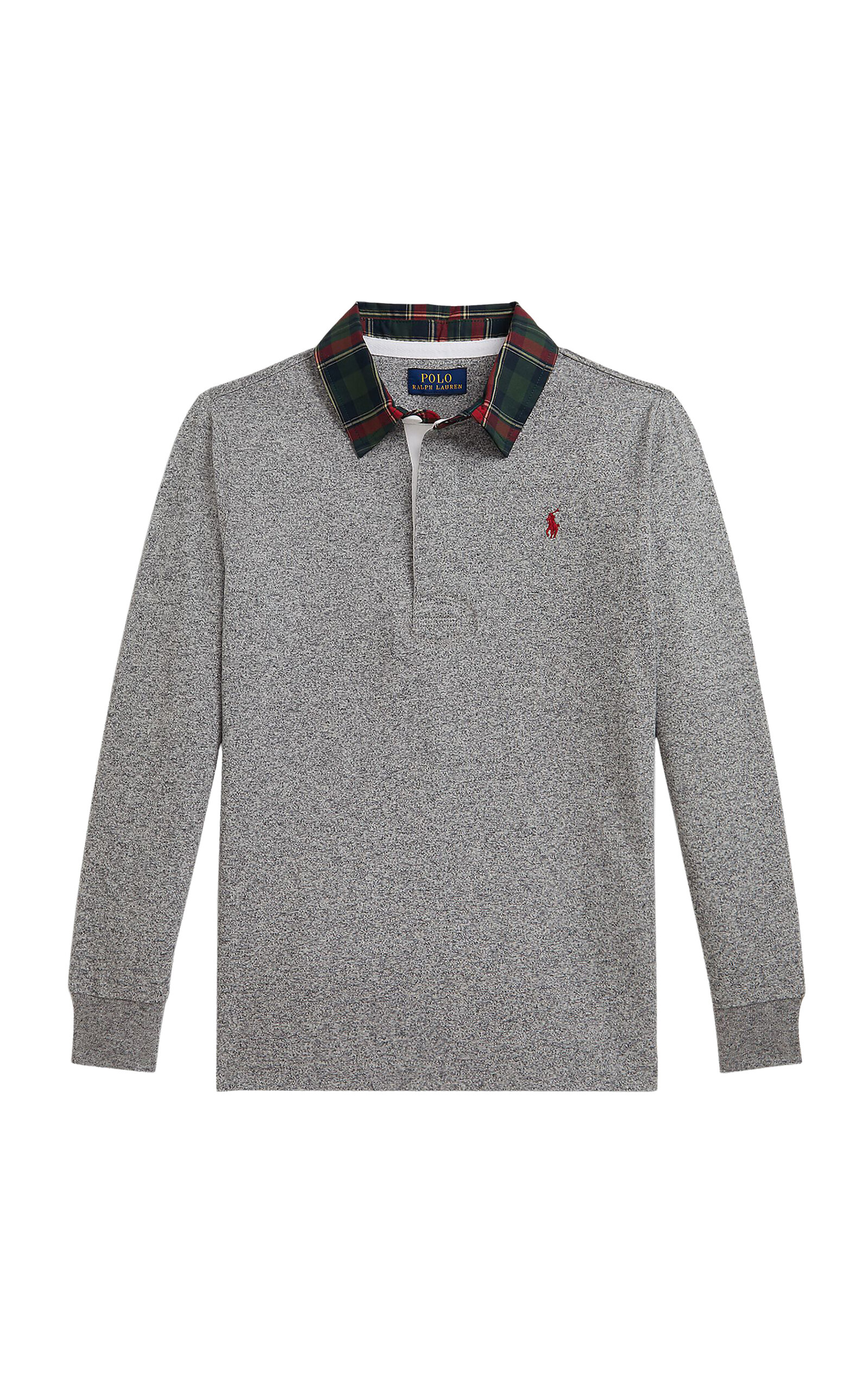 POLO RALPH LAUREN - Little Boy PlaidCollar Cotton Jersey Rugby Shirt