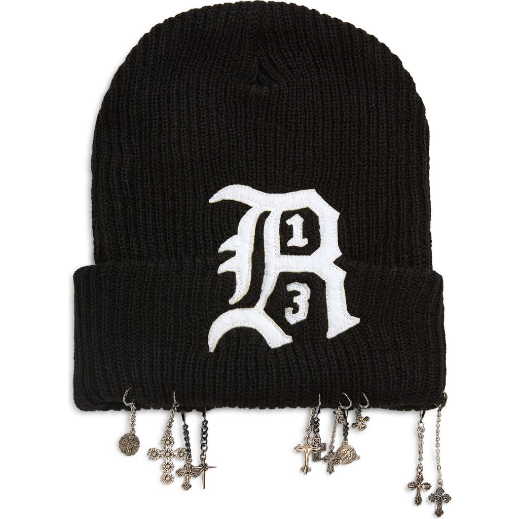 R13 - Logo Patch Cashmere Beanie with Chains