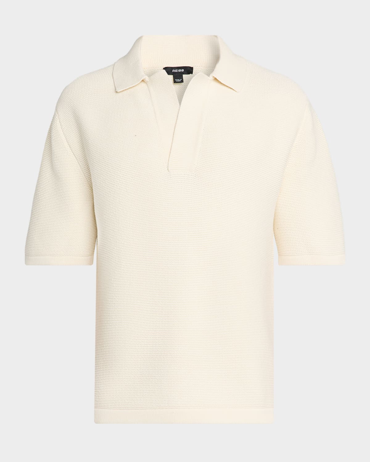 Reiss - Men's Langton Textured Johnny Collar Polo Shirt