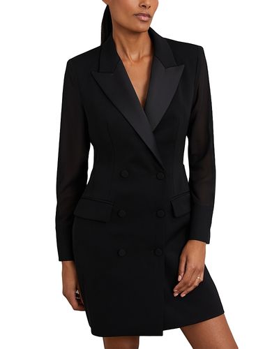 Reiss - Adina Sheer Sleeve Tuxedo Mini Dress