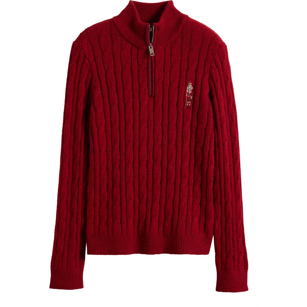 Reiss - Kids' Nollaig Quarter Zip Wool Blend Cable Sweater