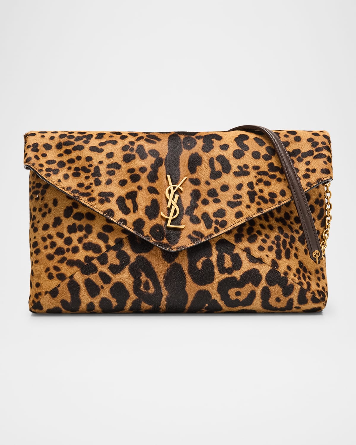 Saint Laurent - YSL Envelope Flap Shoulder Bag in Leopard-Print Calf Hair
