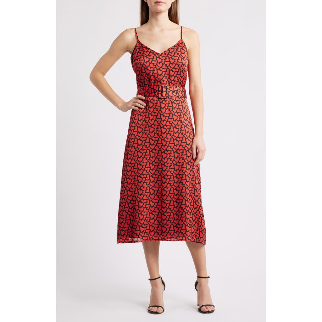 Sam Edelman - Red Heart Belted Midi Dress