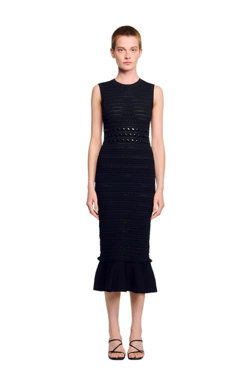 SANDRO - Knit midi dress with studs