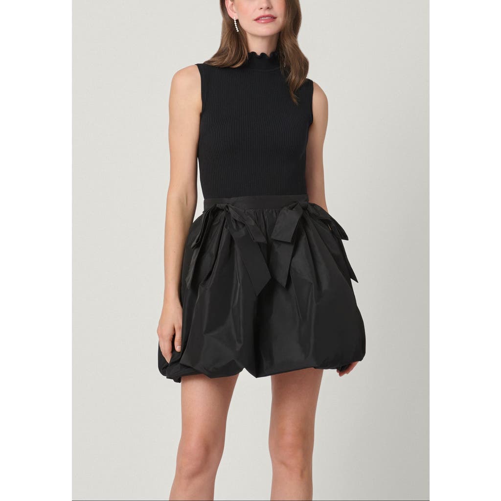 Shoshanna - Midnight Brandy Taffeta Knit Combo Dress