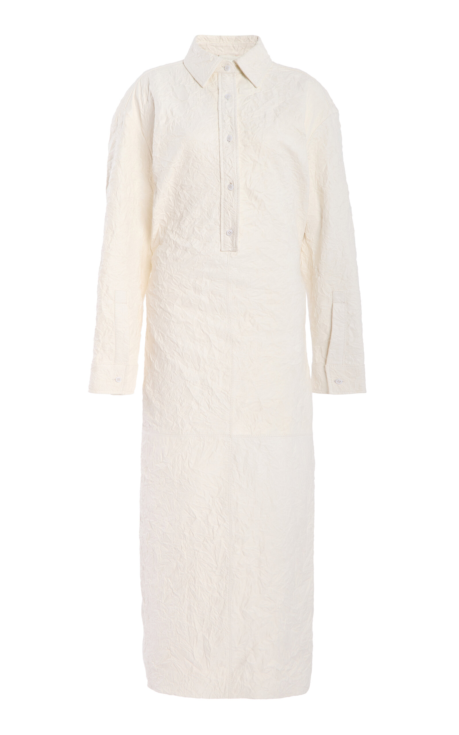SIMKHAI - Carroway LambskinCotton Leather Midi Dress Ivory