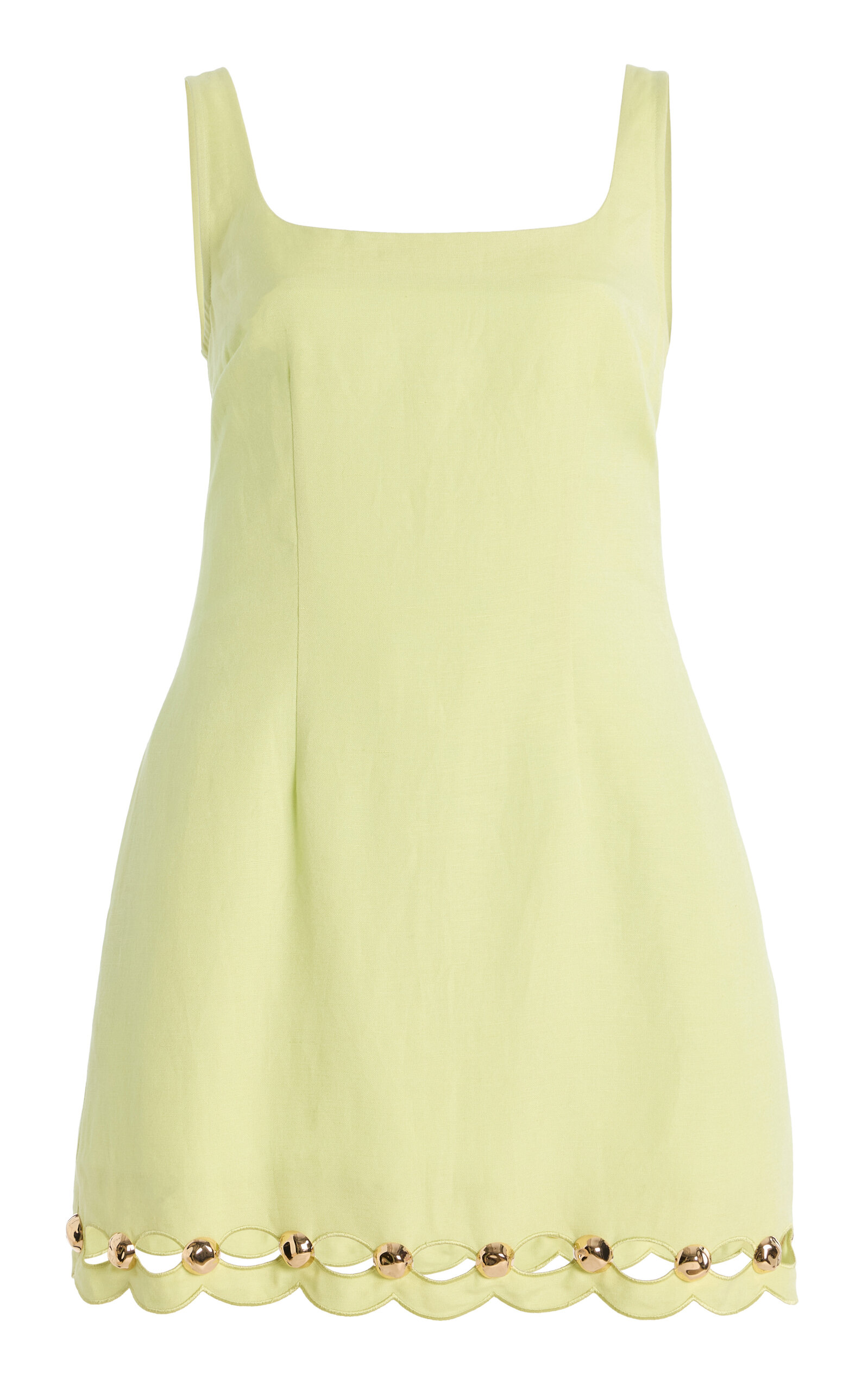 SIMKHAI - Lindley Embellished Cutout LinenBlend Midi Dress Green XS