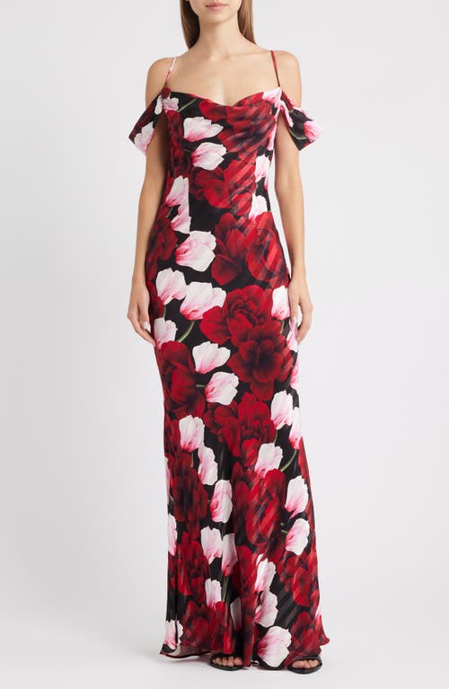 Sonya Moda - Del La Mer Drape Cold Shoulder Gown