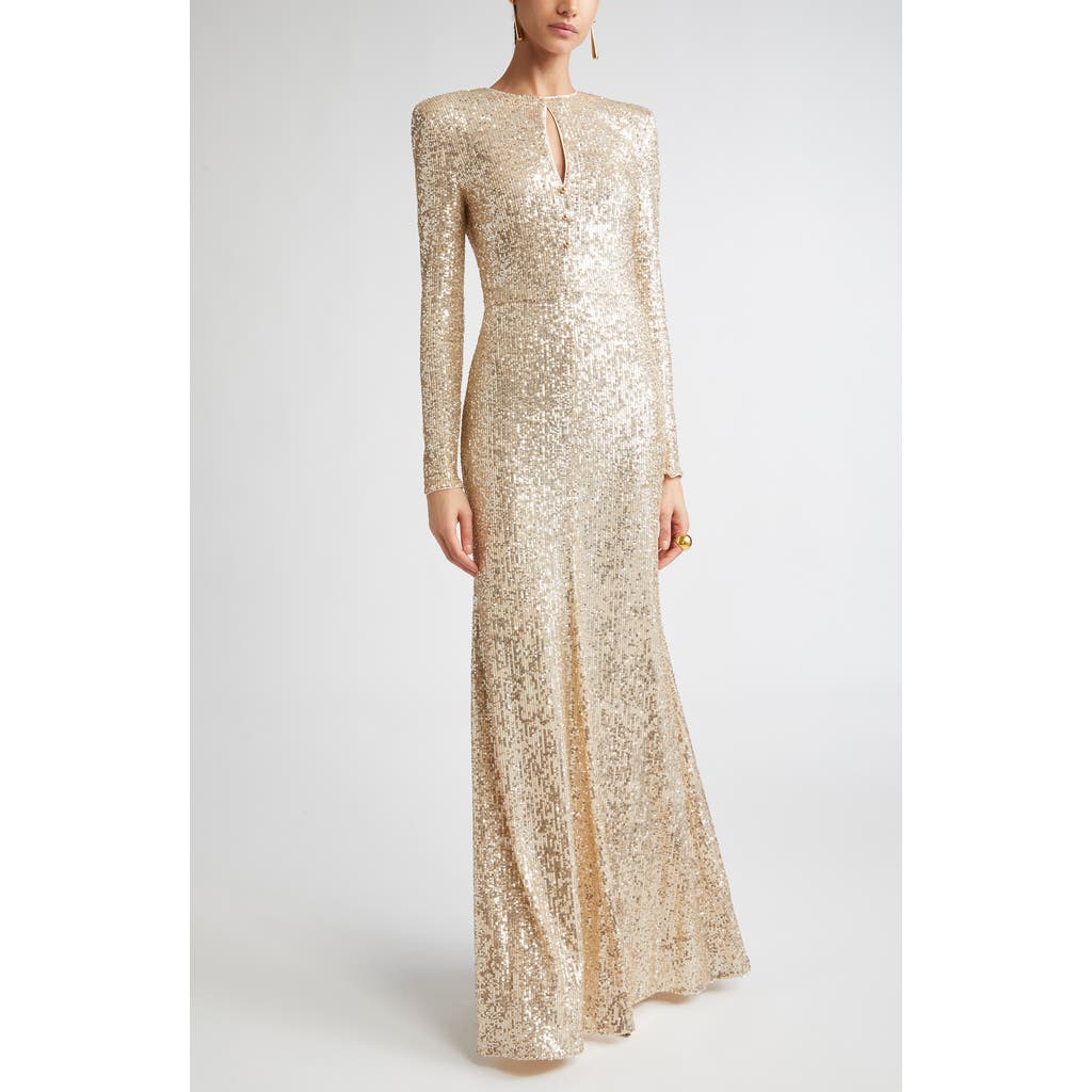 ST. JOHN - Long Sleeve Sequin Stretch Knit Gown