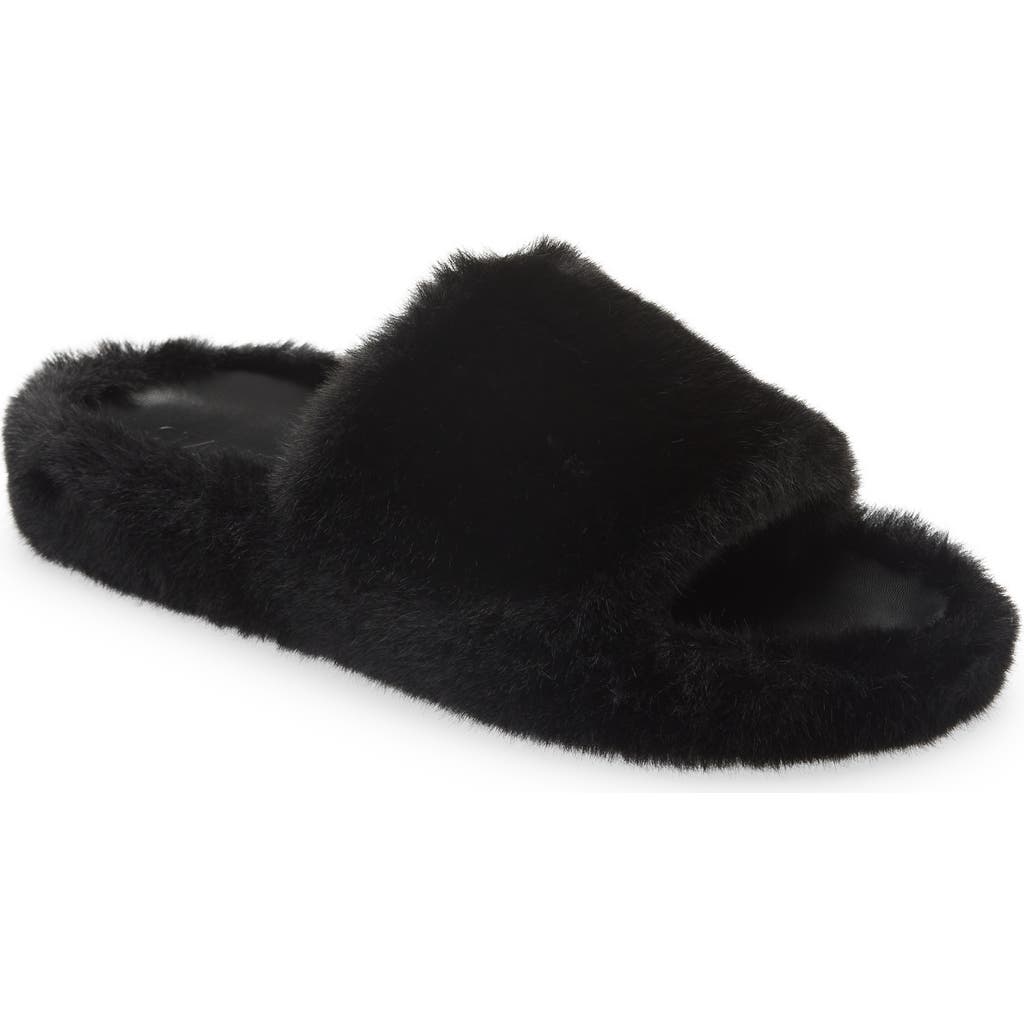 Stand Studio - Leya Faux Fur Slide Sandal