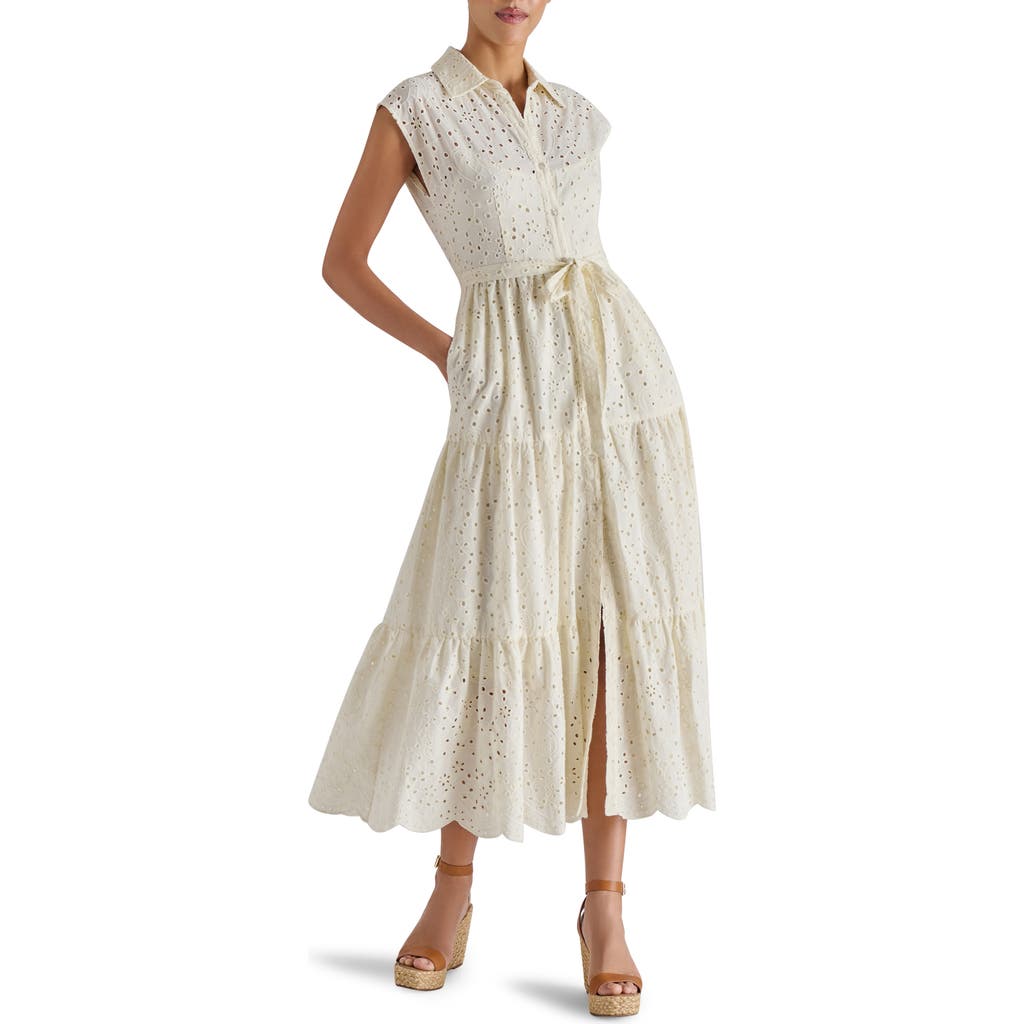 Steve Madden - Clover Embroidered Eyelet Sleeveless Tiered Shirtdress