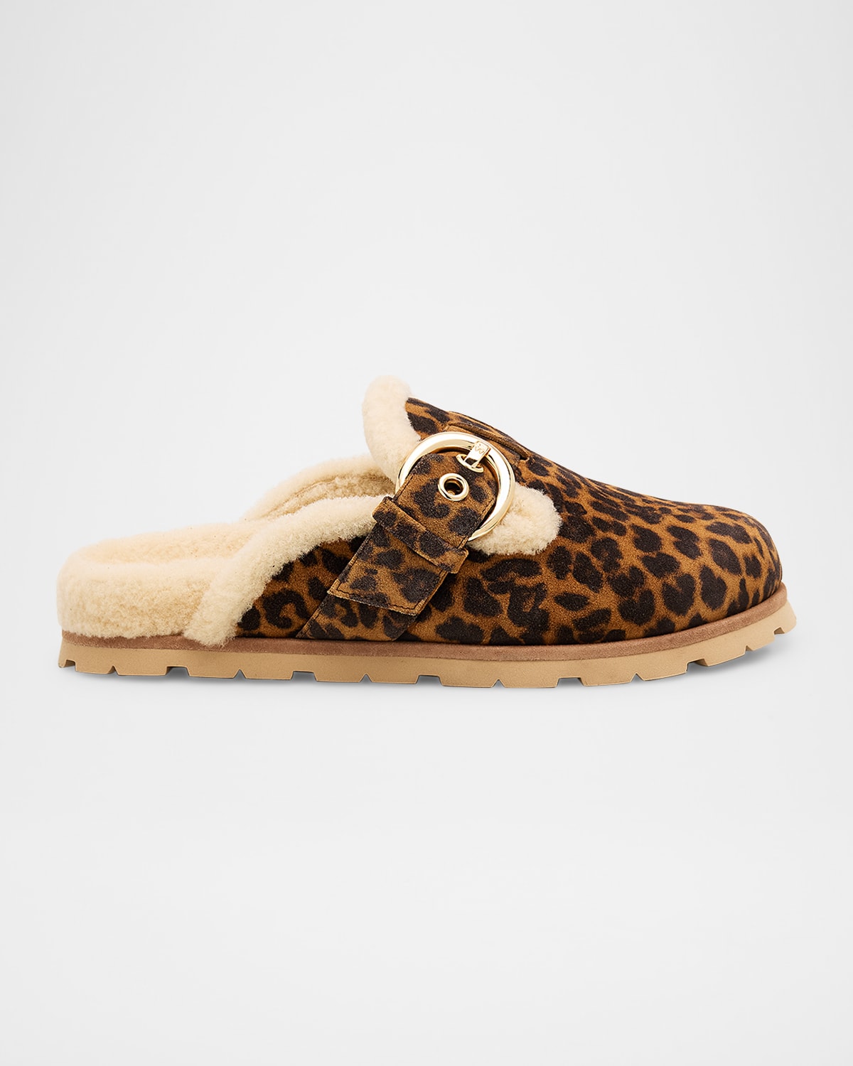 Stuart Weitzman - Chrystie Shearling-Lined Leopard Suede Mules